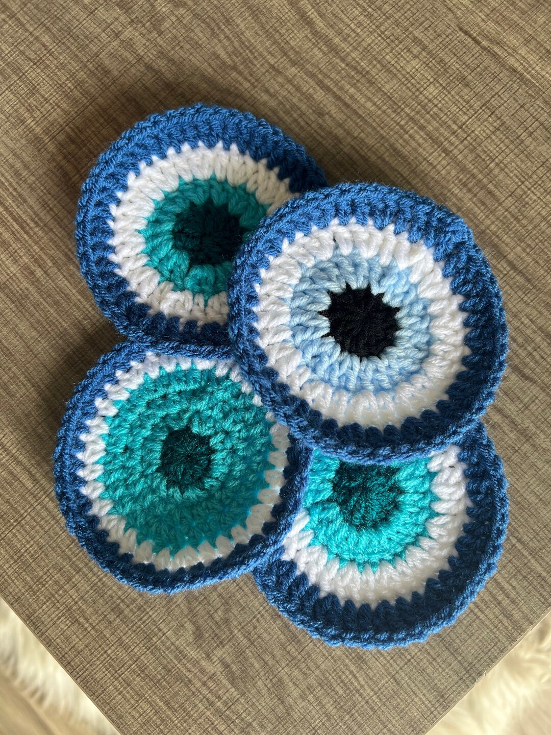 Crochet Evil Eye Coasters Evil Eye Coasters Crochet Coasters Mal De Ojo ...