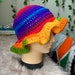 Crochet Rainbow Ruffle Hat Crochet Bucket Hat Wavy Brim - Etsy