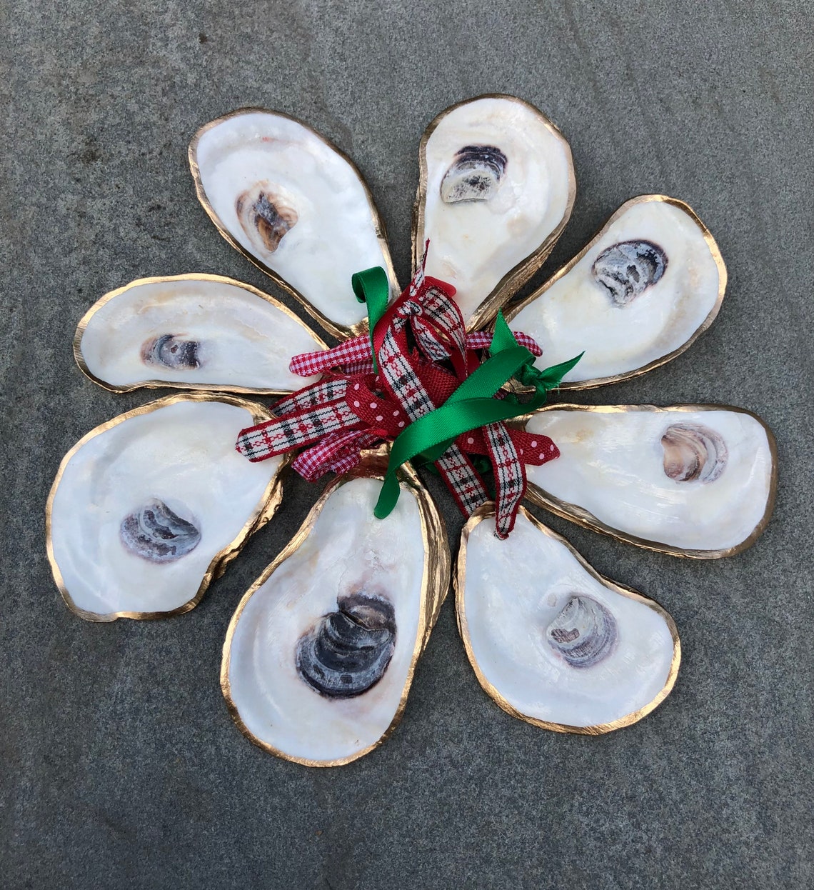 Oyster Shell Decorative Christmas Ornaments Gilded Coastal - Etsy
