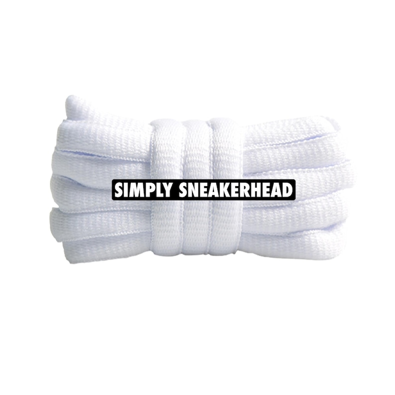 White SB Dunk Style Premium Oval Shoelaces 9mm Quality Replacement ...