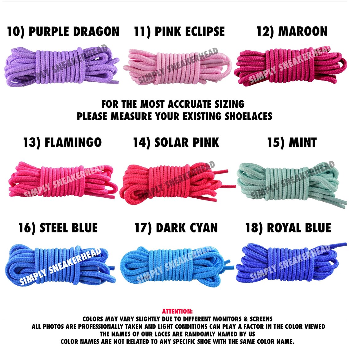 Full Vibrant Round Style Shoelaces Colorful Fantastic Laces - Etsy