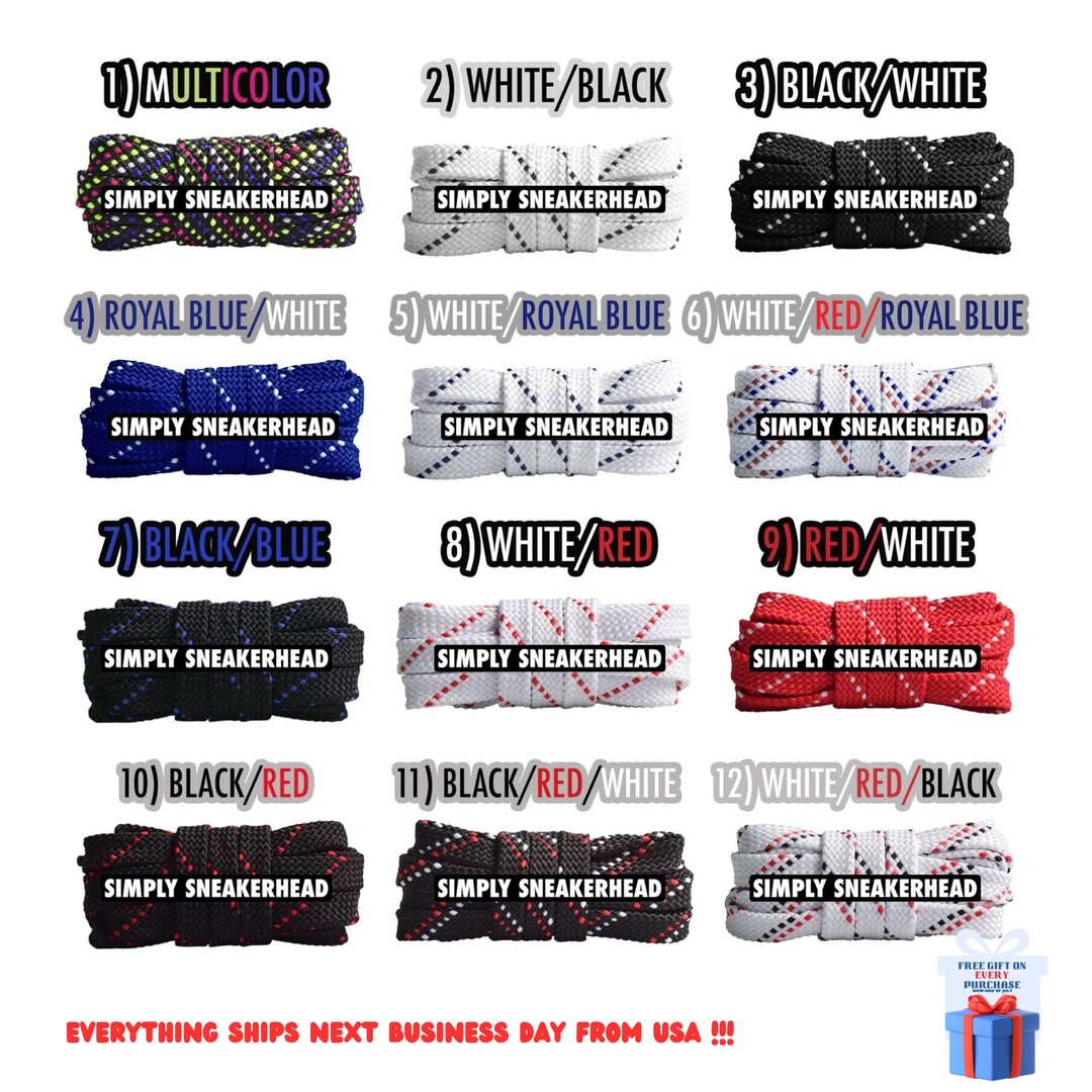 Two Tone Pattern Multi Color Flat Vibrant Premium Style Shoelaces NEW ...