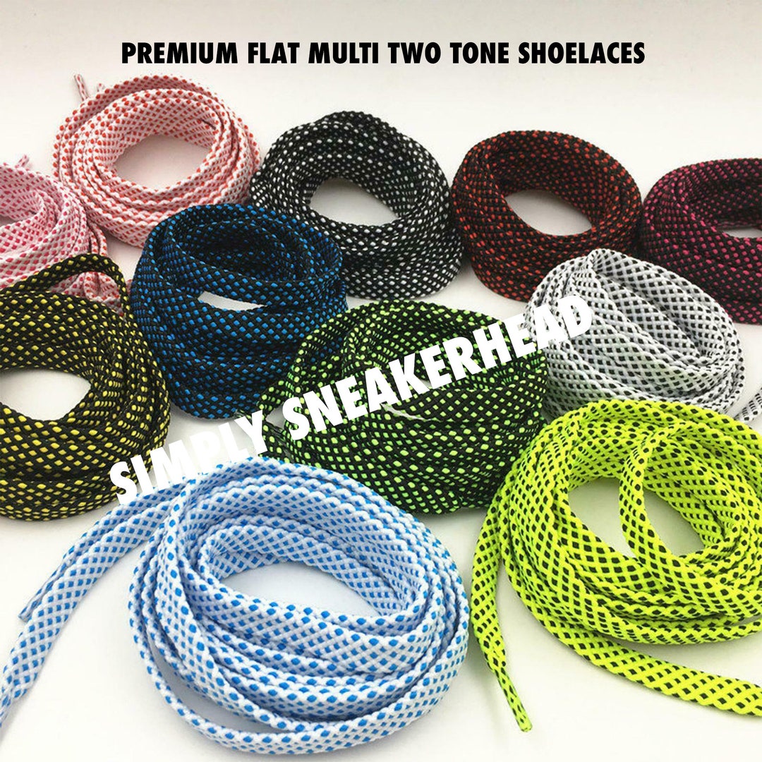Two Tone Multi Flat Vibrant Premium Style Shoelaces Colorful - Etsy