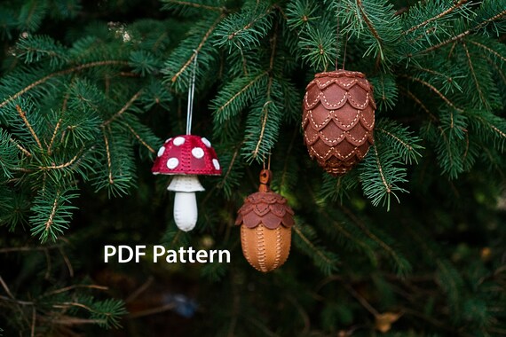 PDF Pattern Leather Christmas Tree Ornaments Set Mushroom | Etsy