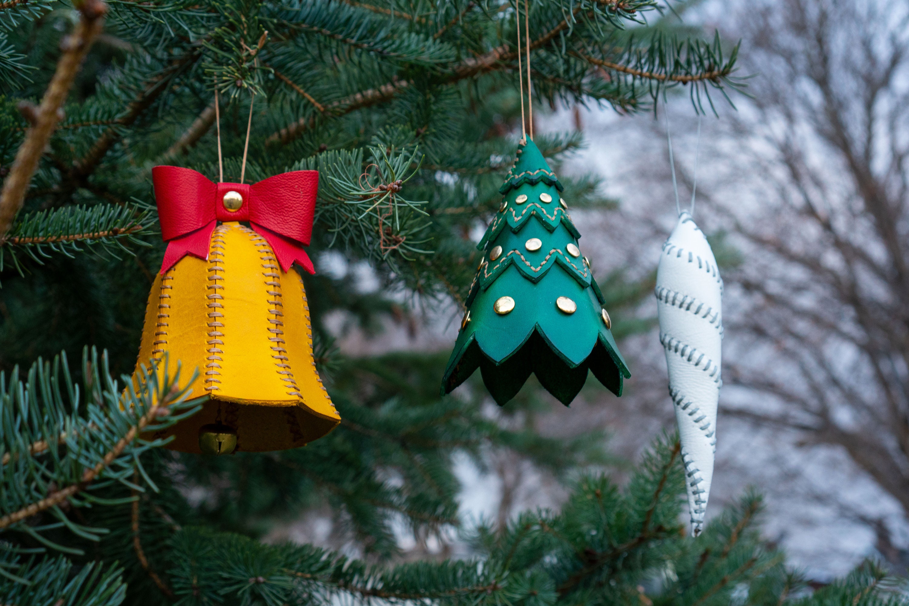 PDF Pattern Leather Christmas Tree Ornaments Tree Bell Icicle - Etsy