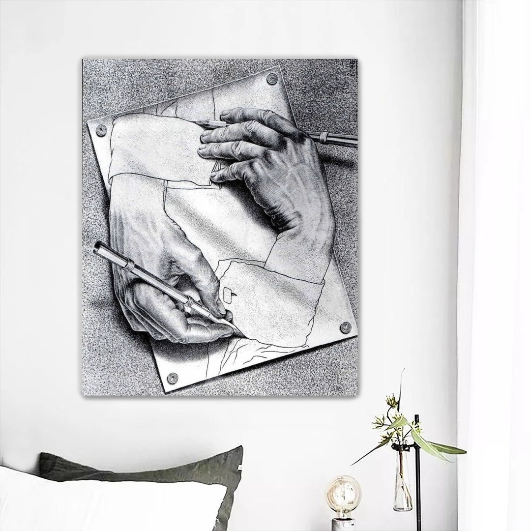 MC Escher Drawing Hands Large Frameless Single-piece Mural - Etsy