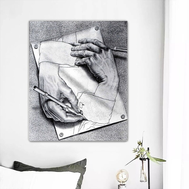MC Escher Drawing Hands Large Frameless Single-piece Mural - Etsy