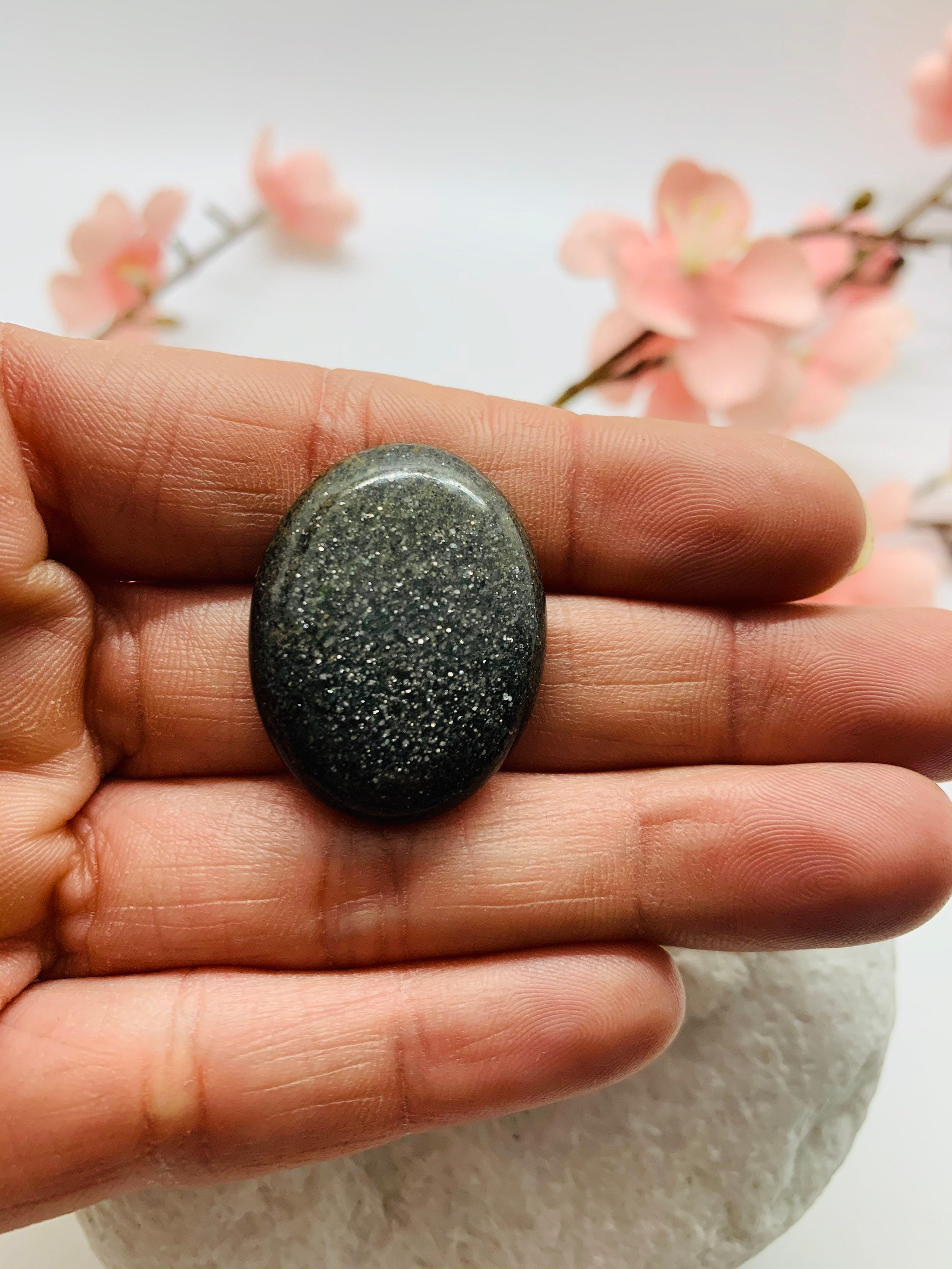 Grade AAA Natural Black Goldstone Cabochon Gemstone Palm stone | Etsy