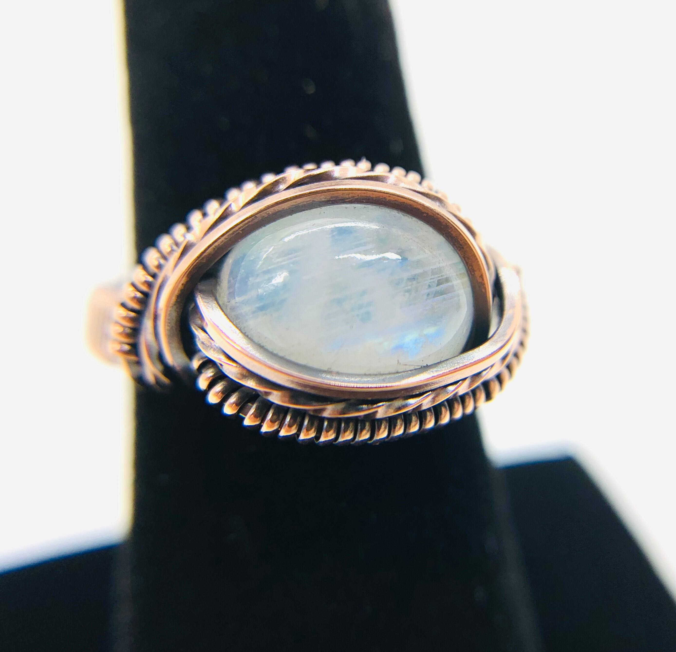 Rainbow Moonstone ring Wire wrapped ring Wire ring Silver | Etsy