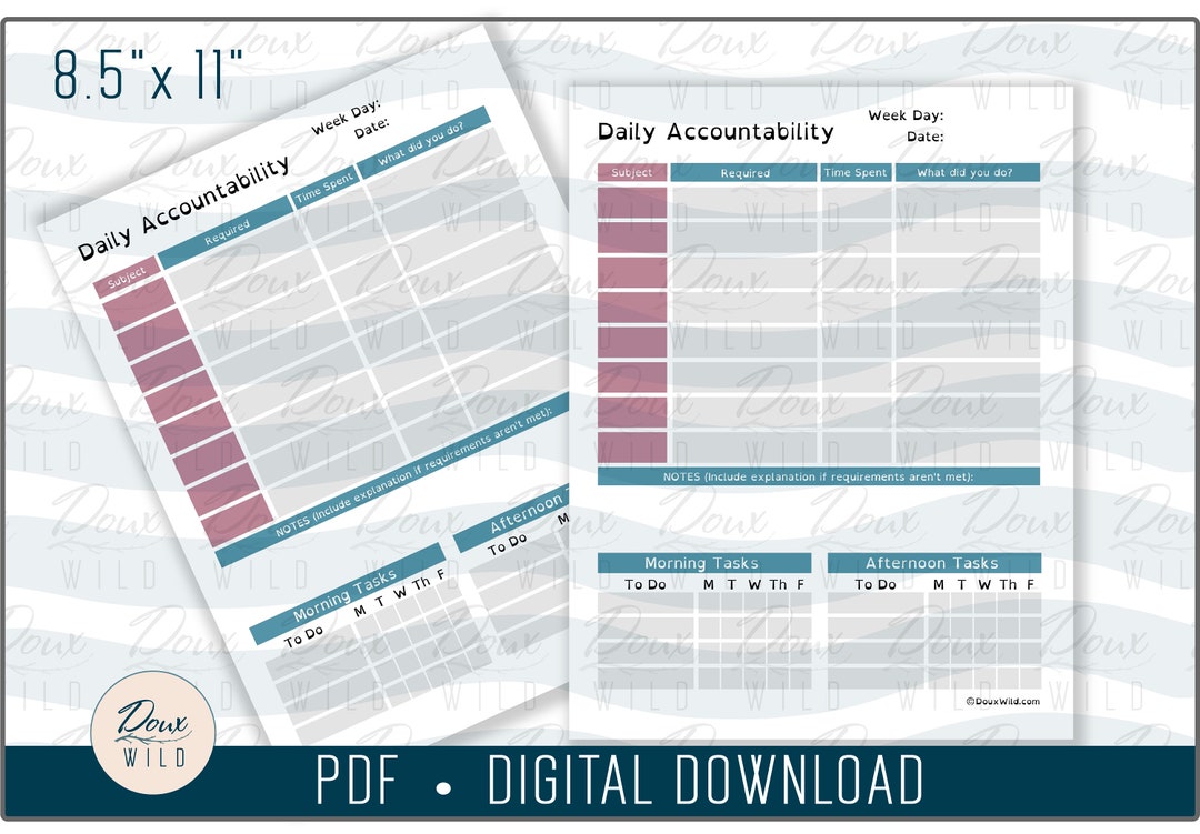 Daily Student Accountability Planner 8.5x11 PDF Homeschool Dyslexic ...