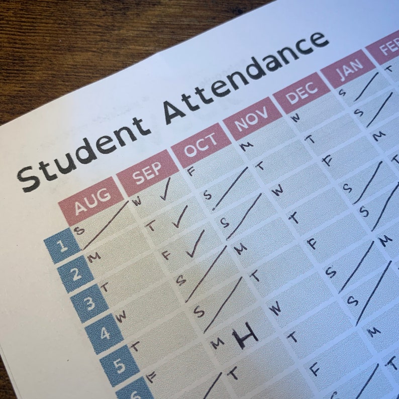 Printable Annual Student Attendance 8.5x11 PDF Homeschool Dyslexic Font ...
