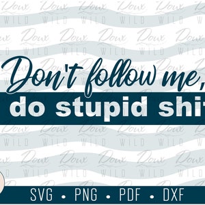 Don't Follow Me, I Do Stupid Shit Svg, Funny Sarcasm Fun Sign Print ...