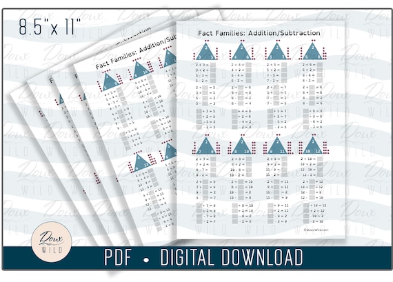 Fact Families Worksheets Pdf Addition And Subtraction Fact Families