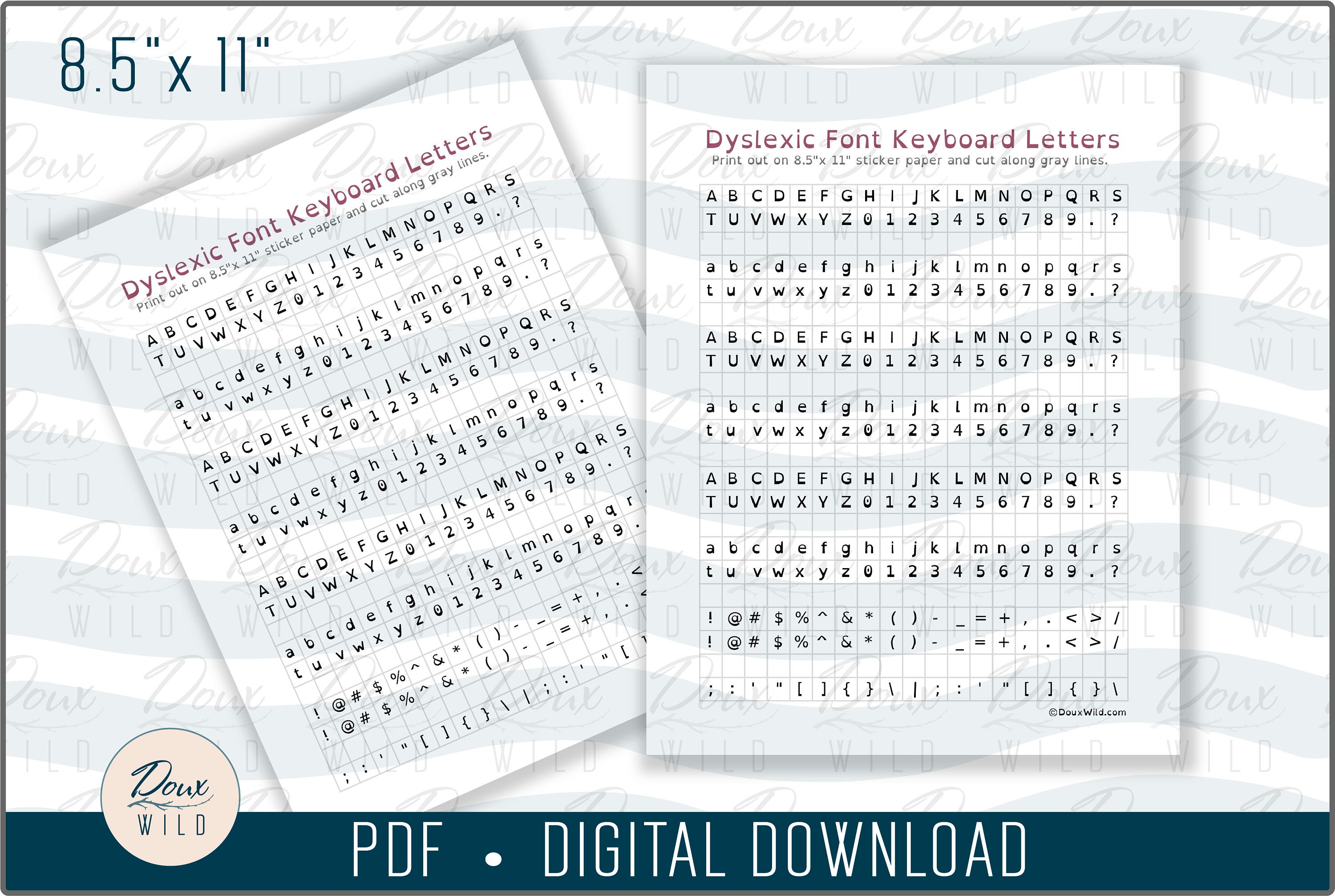 Dyslexic Font Keyboard Letters 8.5x11 PDF Homeschool Typing Printable ...
