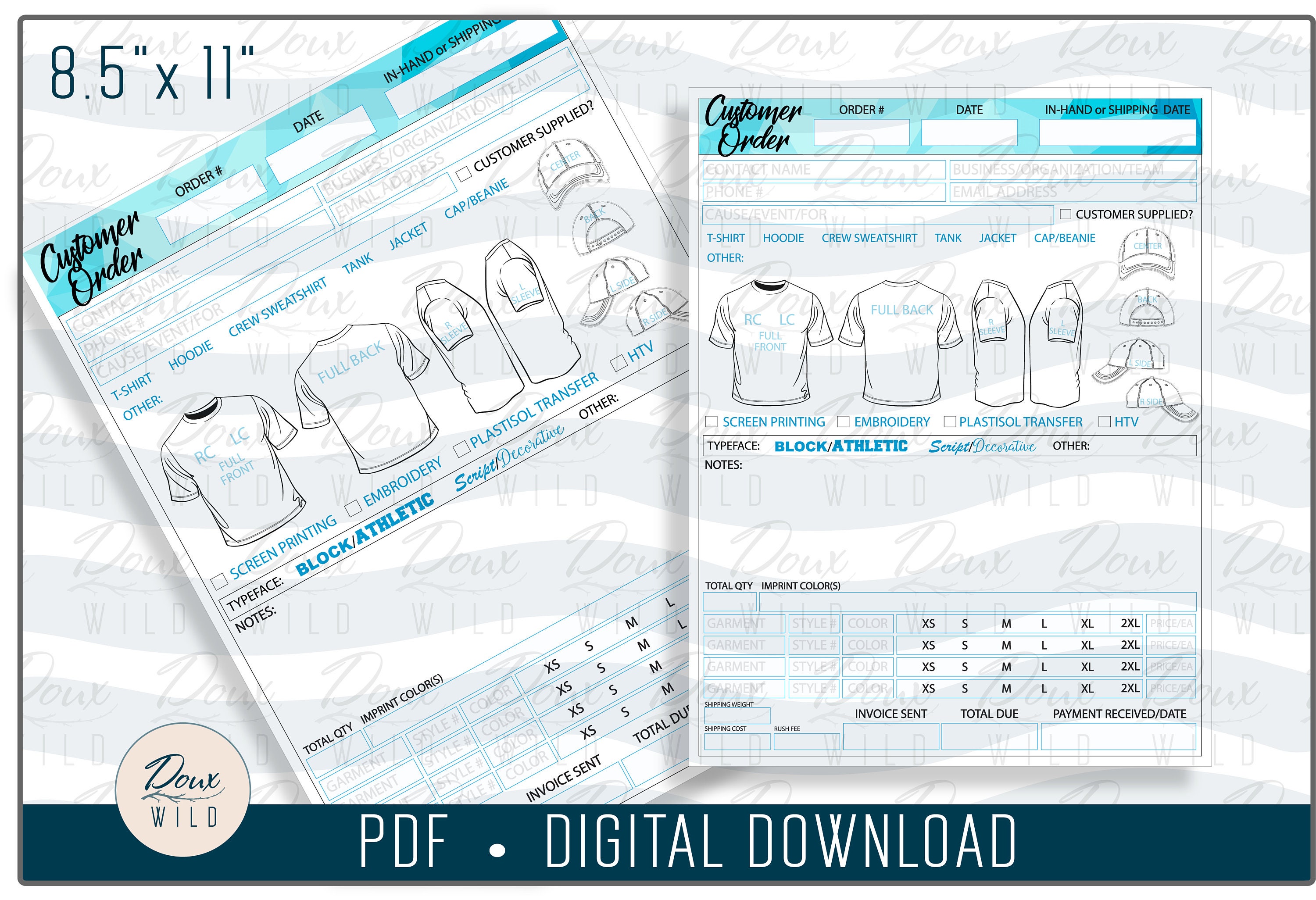 Printable Customer Order Form 8.5x11 PDF Business Invoice Craft Show ...