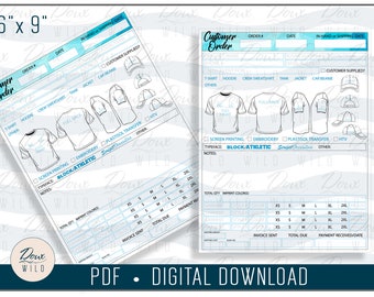 Printable Customer Order Form 8.5x11 PDF Business Invoice Craft Show ...