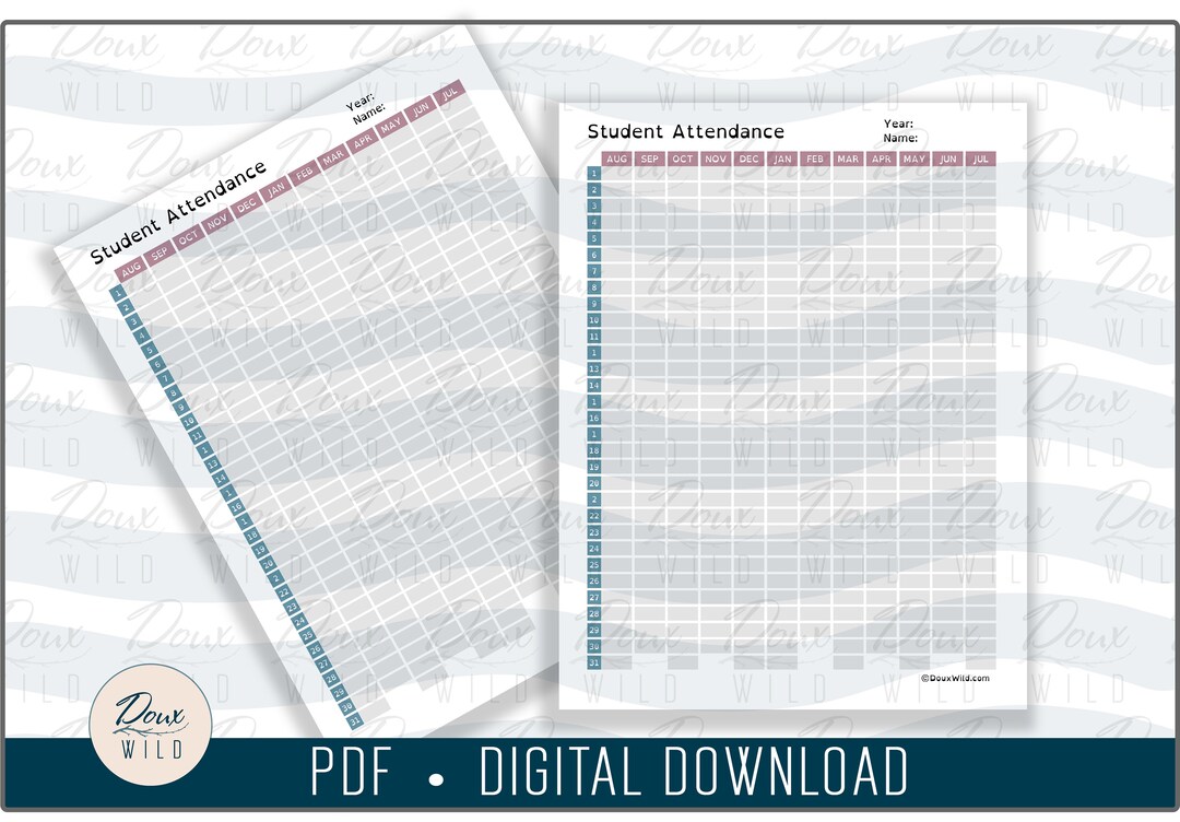 Printable Annual Student Attendance 8.5x11 PDF Homeschool Dyslexic Font ...
