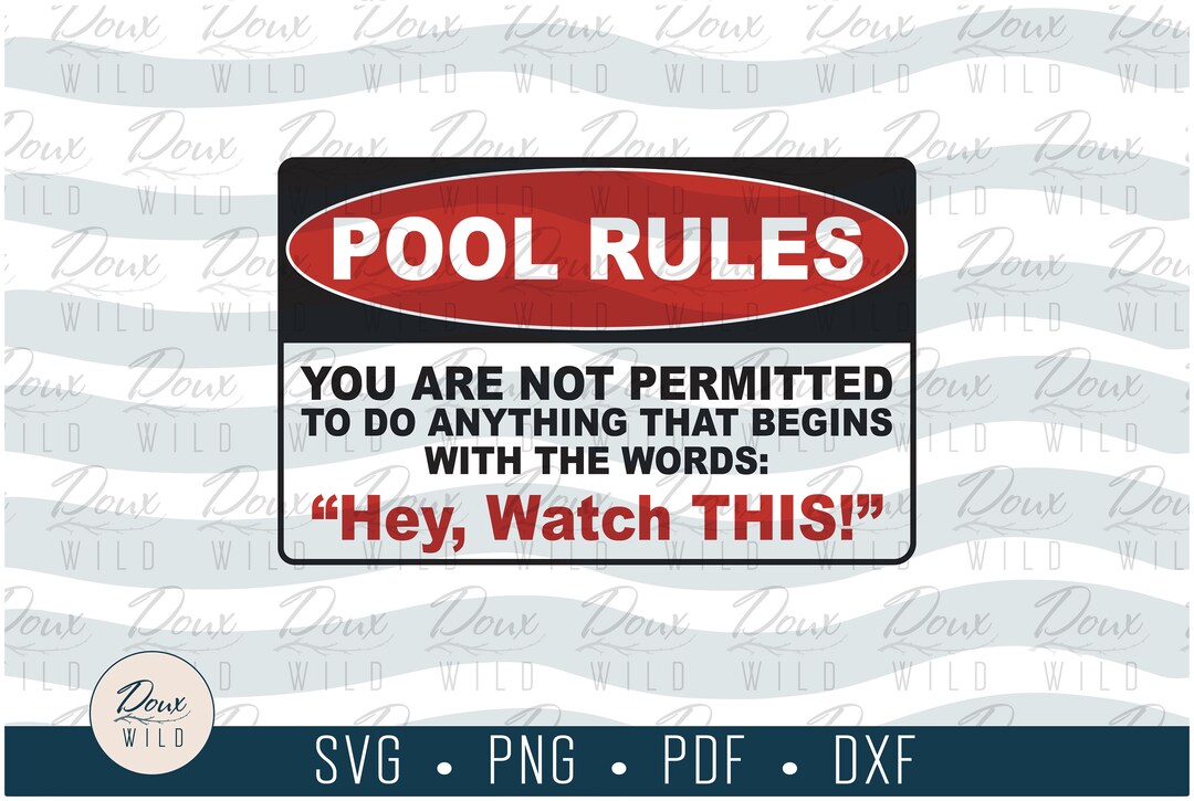 Pool Rules Sign Svg Funny Home Decor Swimming Frame Outdoor Parties ...