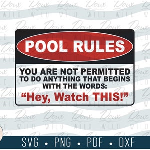 Pool Rules Sign Svg Funny Home Decor Swimming Frame Outdoor Parties ...