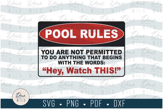 Pool Rules Sign Svg Funny Home Decor Swimming Frame Outdoor | Etsy