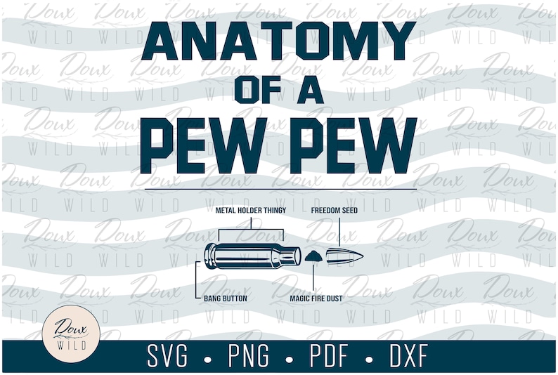 Anatomy of a Pew Pew Svg .22 9MM .45 Caliber Bullet Gun Sign Print ...