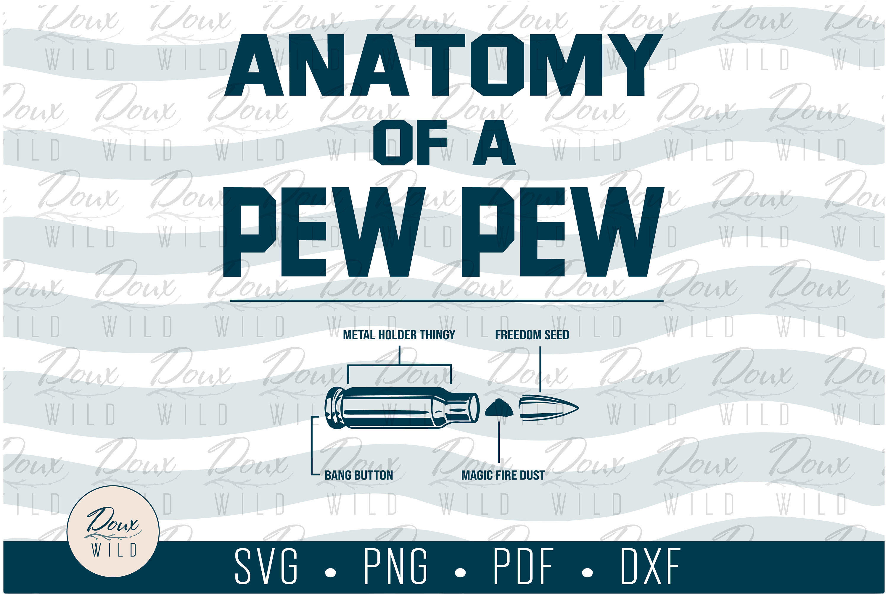 Anatomy of a Pew Pew Svg .22 9MM .45 Caliber Bullet Gun Sign Print ...