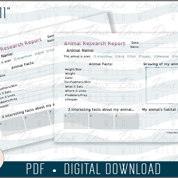 Animal Report Template - Etsy