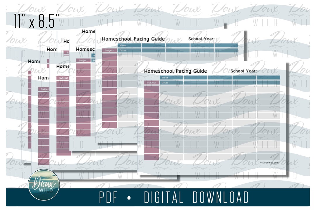 Annual Homeschool Pacing Guide Planner 11x8.5 PDF Homeschool Dyslexic ...