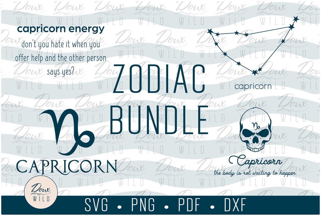 Capricorn Bundle Svg, Zodiac Energy Birthday Horoscope Astrology Sun Sign Print Vinyl Design Cut ...