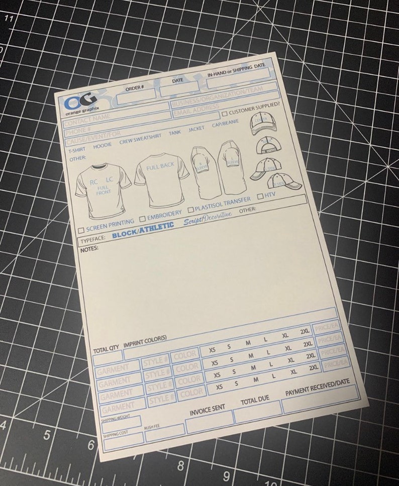 Printable Customer Order Form 6x9 PDF Business Invoice Craft Show ...