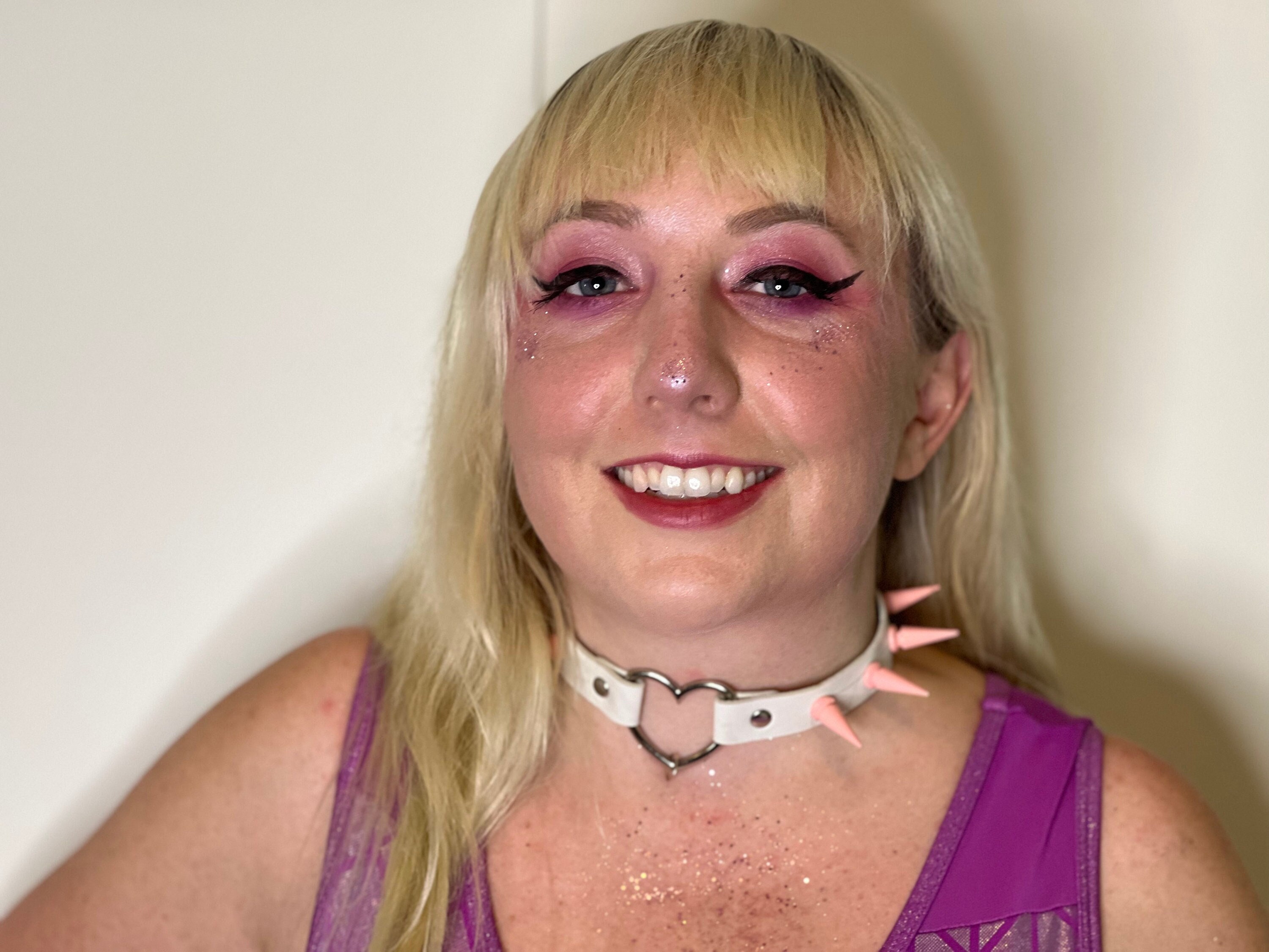 White/pink Spiked Heart Choker - Etsy