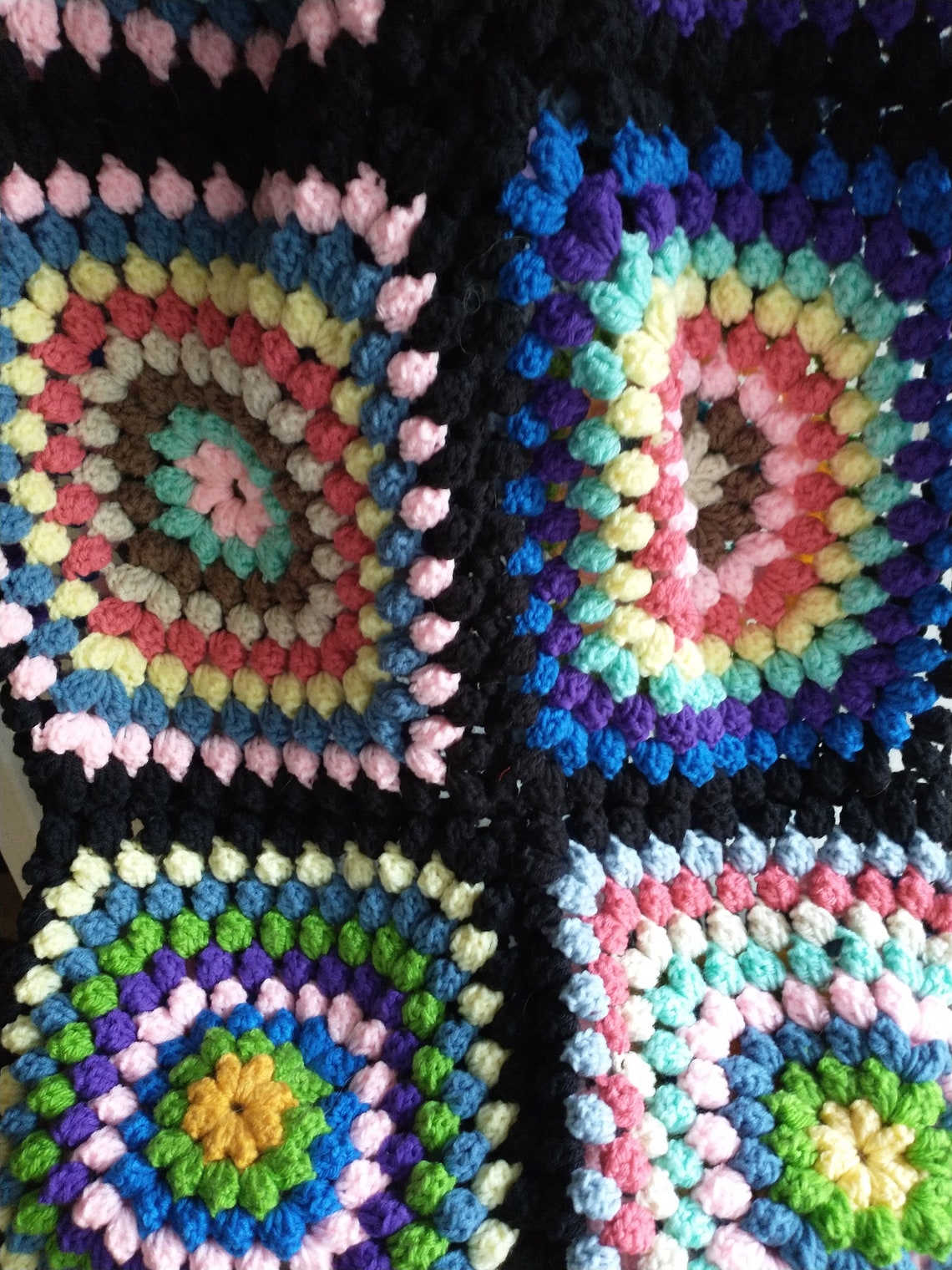Vintage Afghan/throw Handmade Beautiful Colors - Etsy