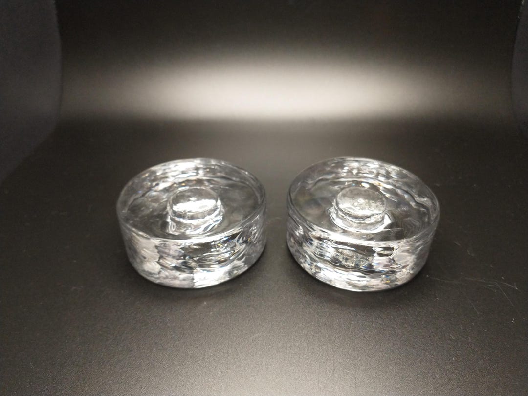 Vintage Blenko Glass Pucks Small Candlestick Clear Set of Holders - Etsy