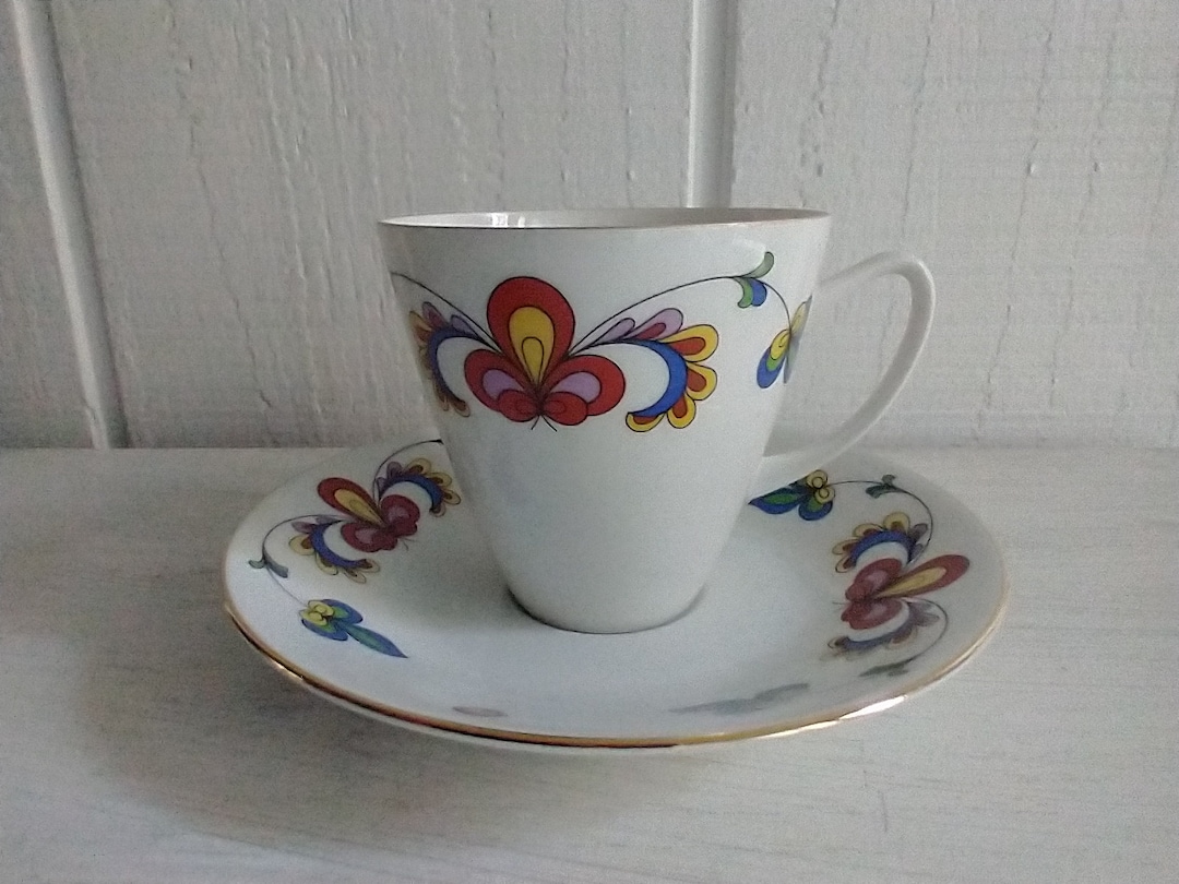 Vtg Porsgrund Farmer's Rose Porcelain Cup and Saucer Norway ...