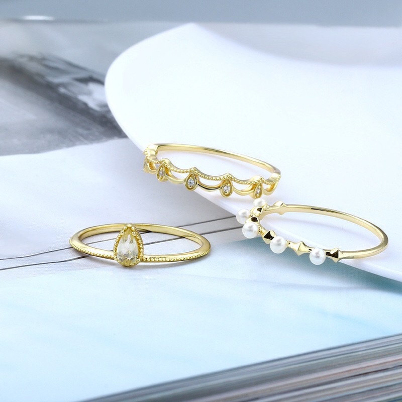 Set of 3 Stacking Rings Stackable Bands Vintage Citrine - Etsy