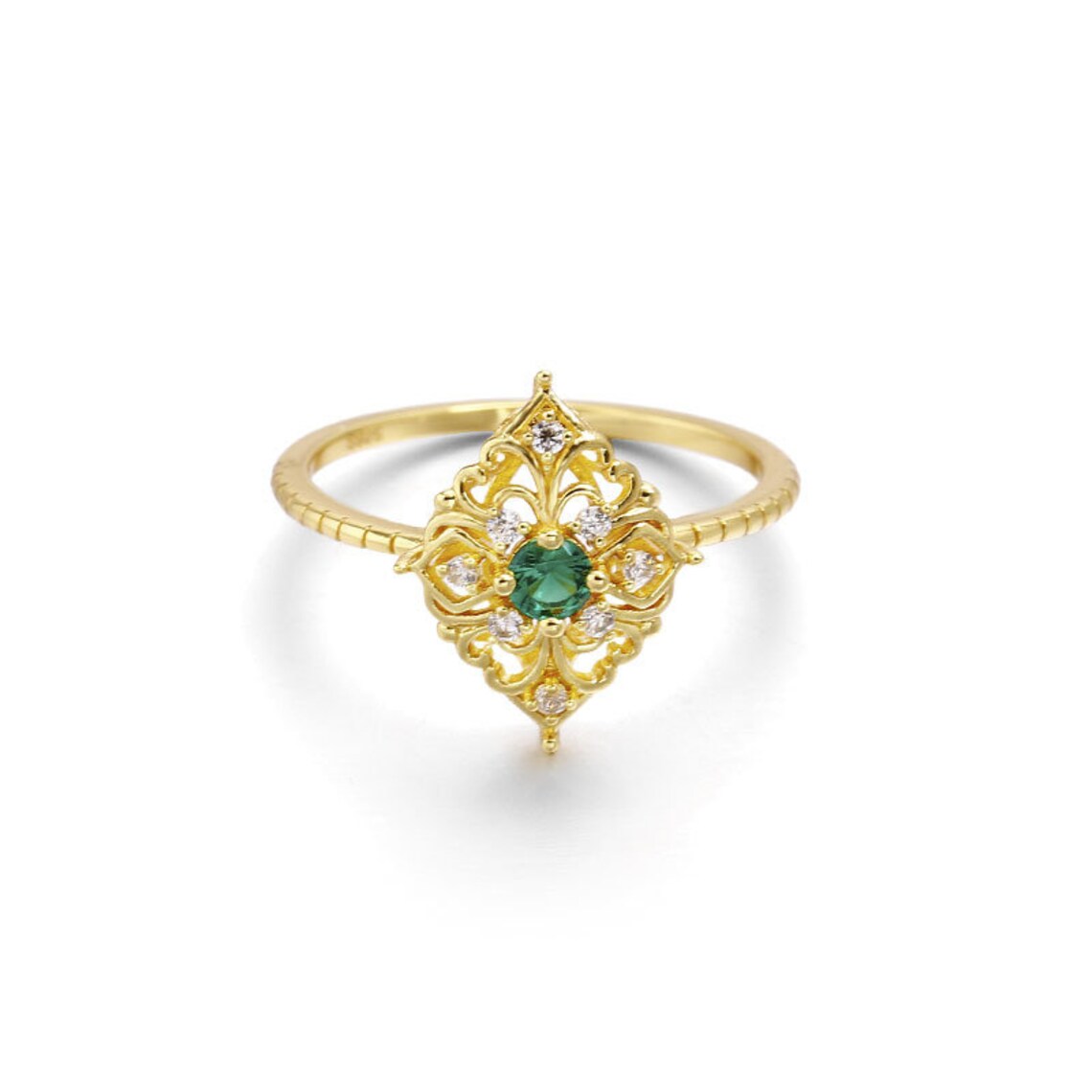 Vintage Emerald Engagement Ring Dainty Emerald Promise Ring - Etsy