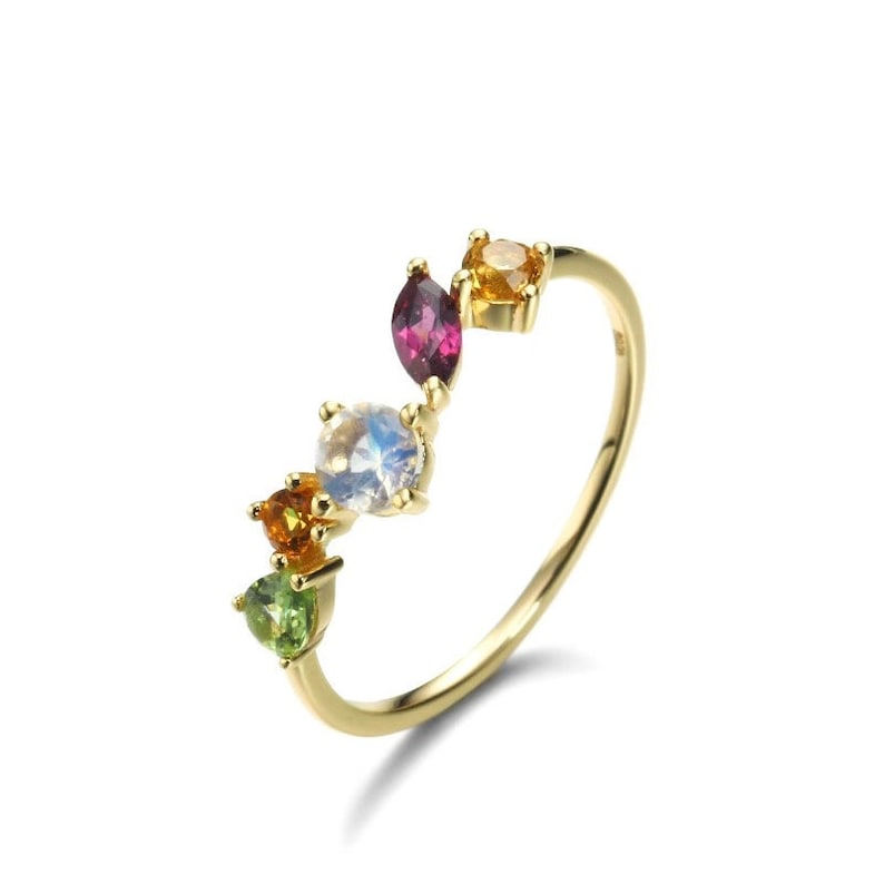 Multi Stone Ring Multi Color Gemstone Ring Rainbow Stack - Etsy Multi Stone Ring Multi Color Gemstone Ring Rainbow Stack - Etsy