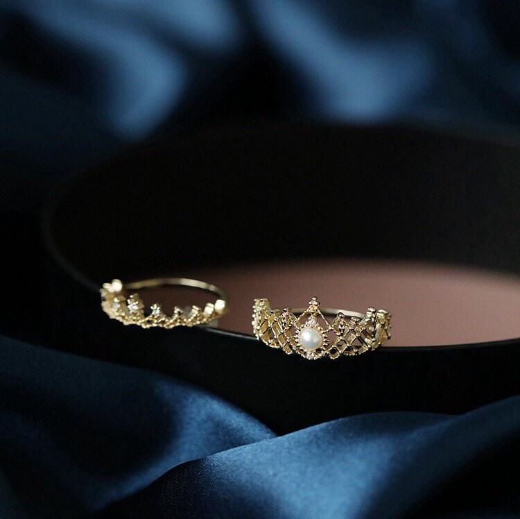 Crown Wedding Band Dainty Crown Matching Wedding Ring | Etsy