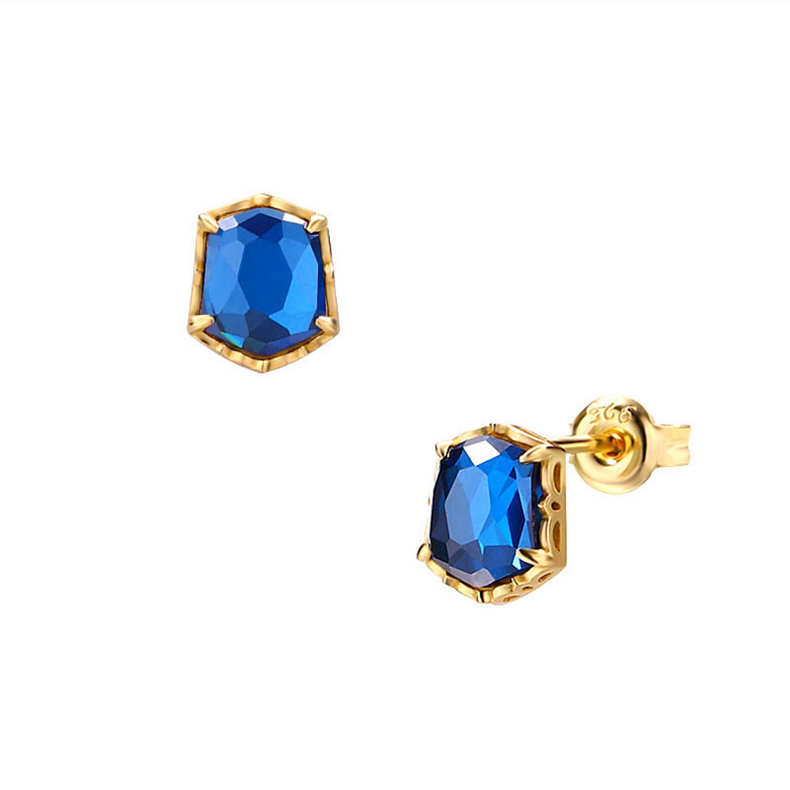 Royal Blue Gemstone Earrings Minimalist Stud Earrings Blue - Etsy