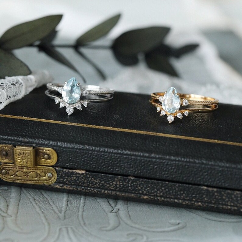 Teardrop Topaz Promise Ring, Natural Blue Topaz Ring, Pear Shaped Topaz ...