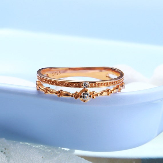 Double Band Ring Rose Gold Double Band Ring Double Band | Etsy