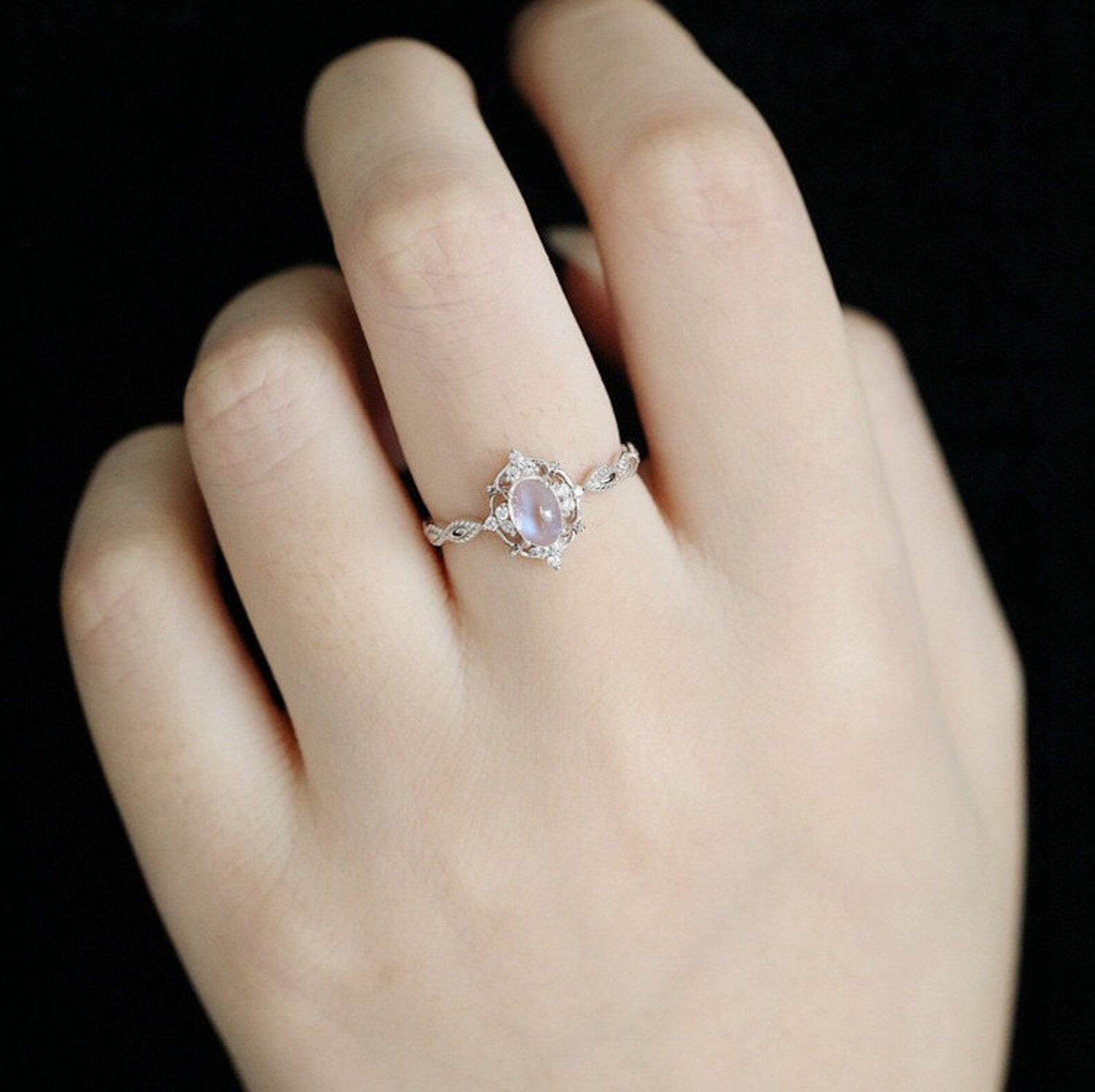 Vintage Moonstone Engagement Ring Natural Moonstone Ring | Etsy