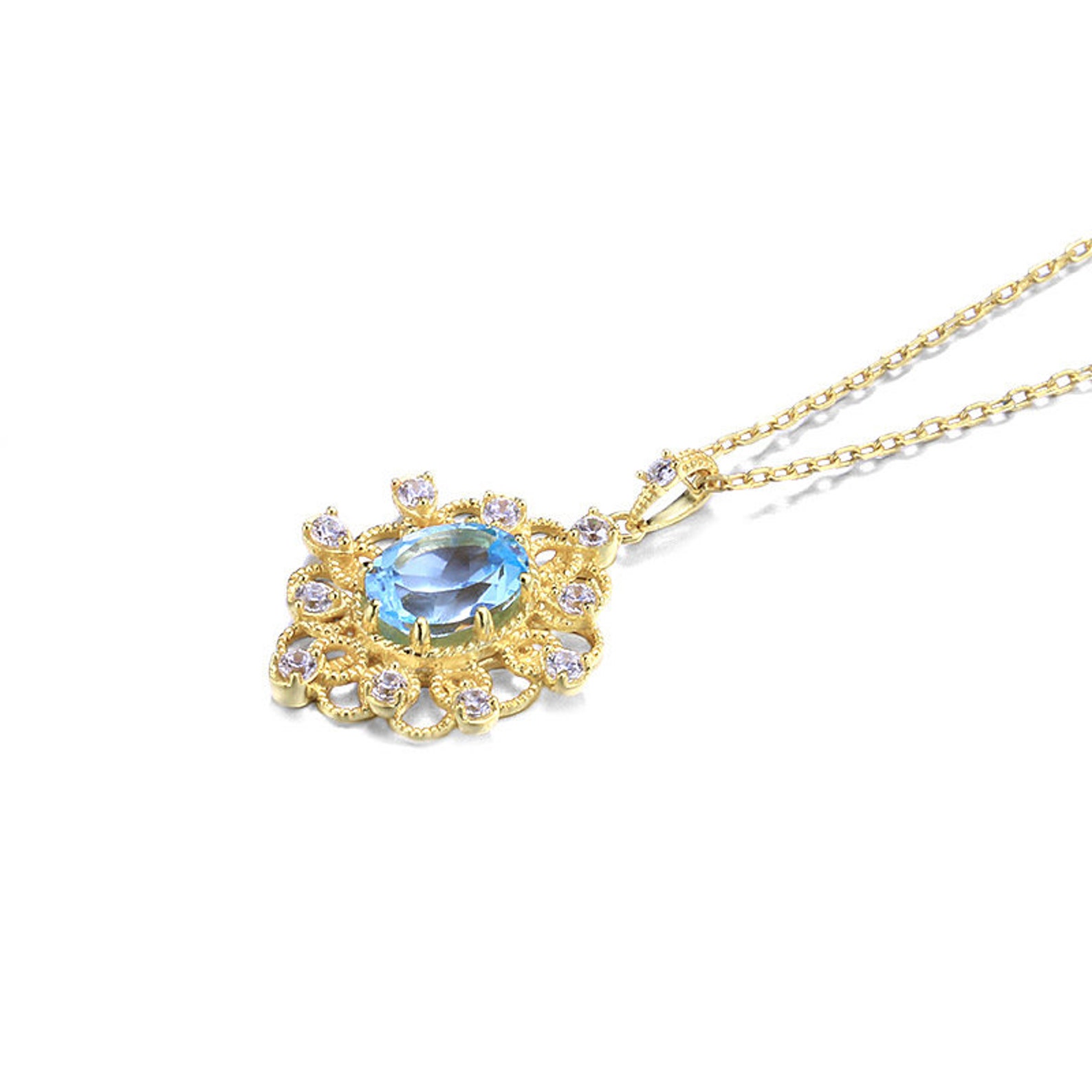 Vintage Topaz Necklace Art Deco Topaz Necklace Sky Blue - Etsy