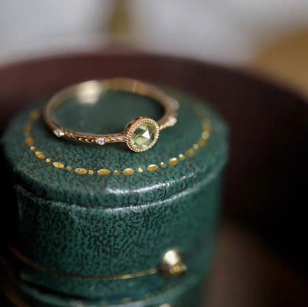Dainty Peridot Promise Ring, Minimalist Peridot Ring, Solitaire Peridot ...