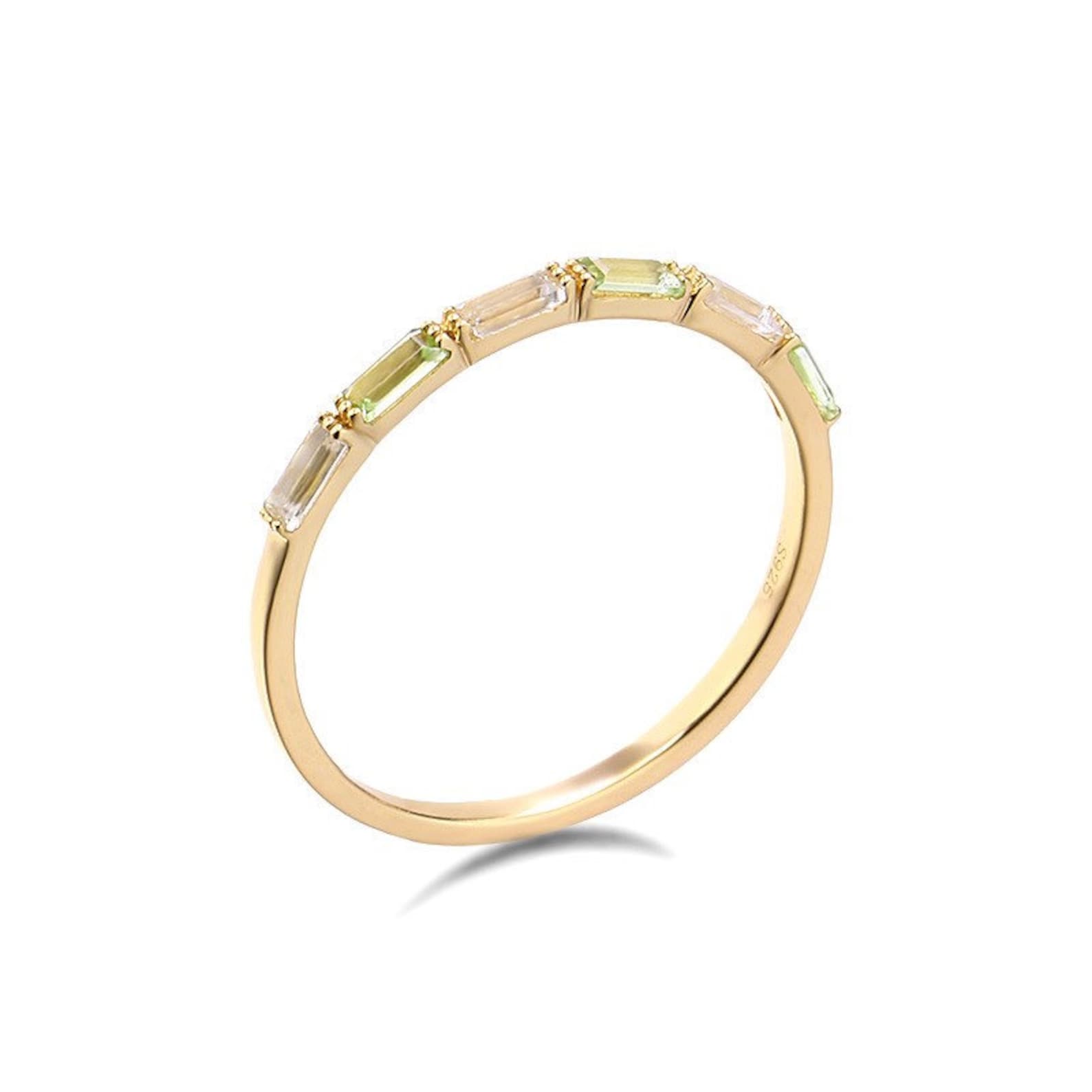 Baguette Stacking Ring Minimalist Stackable Ring Gold - Etsy