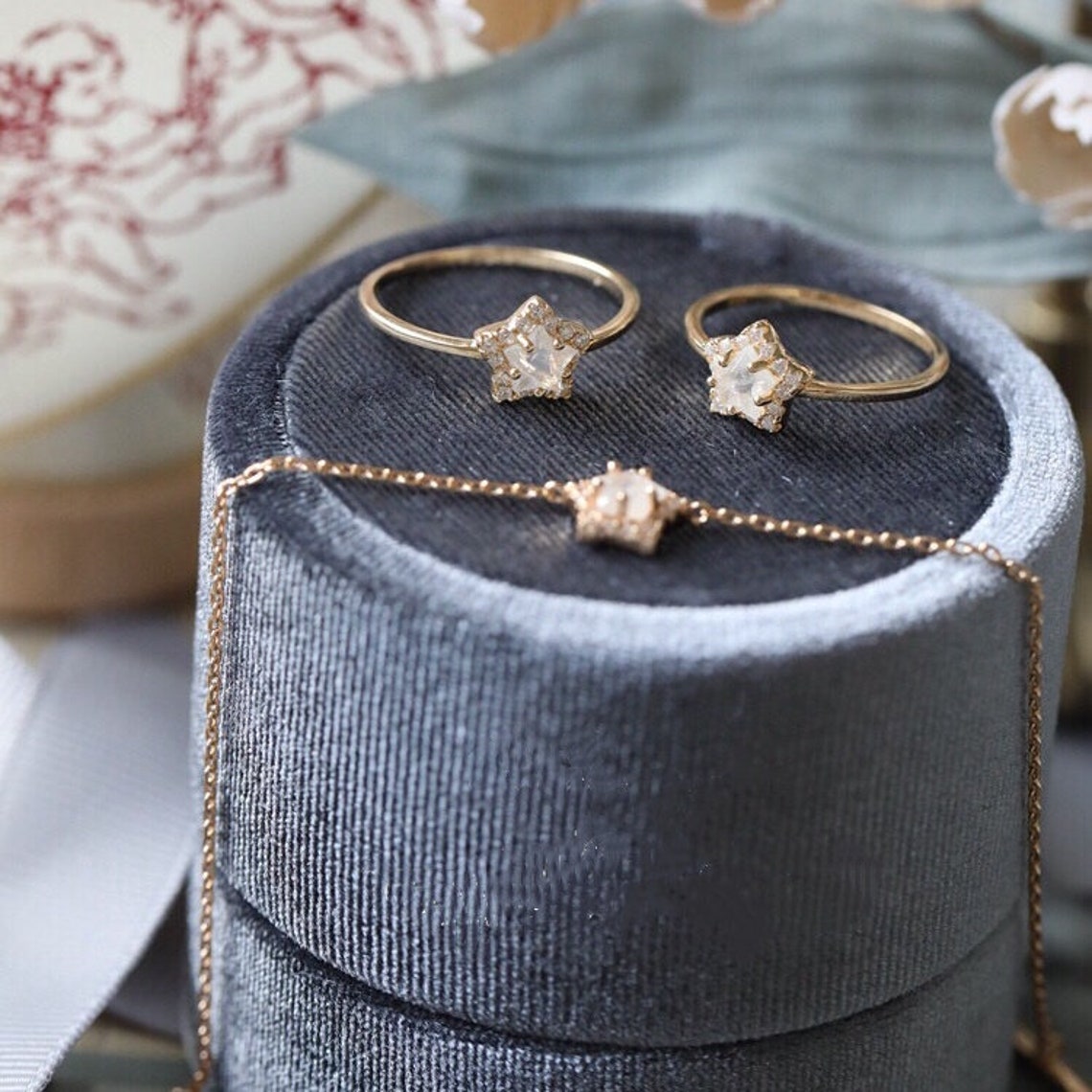 Dainty Star Ring Moonstone Star Ring Star Promise Ring - Etsy