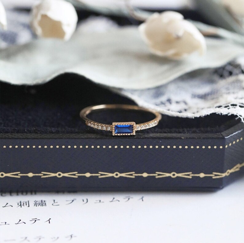 Minimalist Stackable Ring Ruby Stacking Ring Baguette Ruby | Etsy