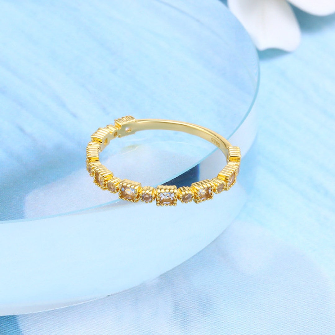 Pave Diamond Stackable Ring, Baguette Diamond Stacking Ring, Diamond ...