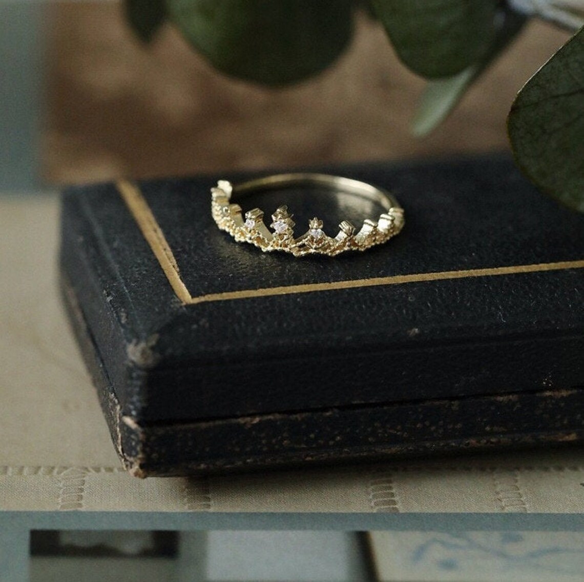 Crown Wedding Band, Dainty Crown Matching Wedding Ring, Vintage Tiara ...
