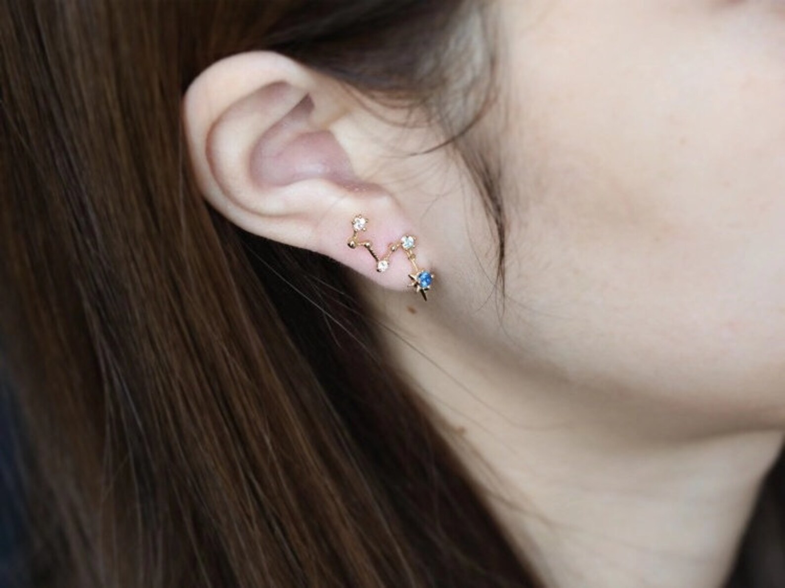Zodiac Earrings, Constellation Ear Climbers, Asymmetric Zodiac Star ...